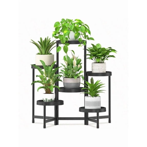 Black 6-Tier Metal Plant Stand For Indoor Outdoor Use, Tiered Corner ...