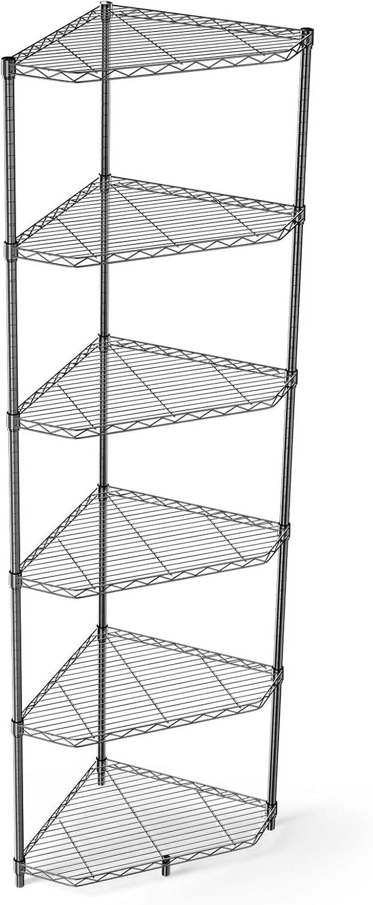 Black 6 Tier NSF Metal Pentagonal Corner Wire Shelving Units, 600lbs ...