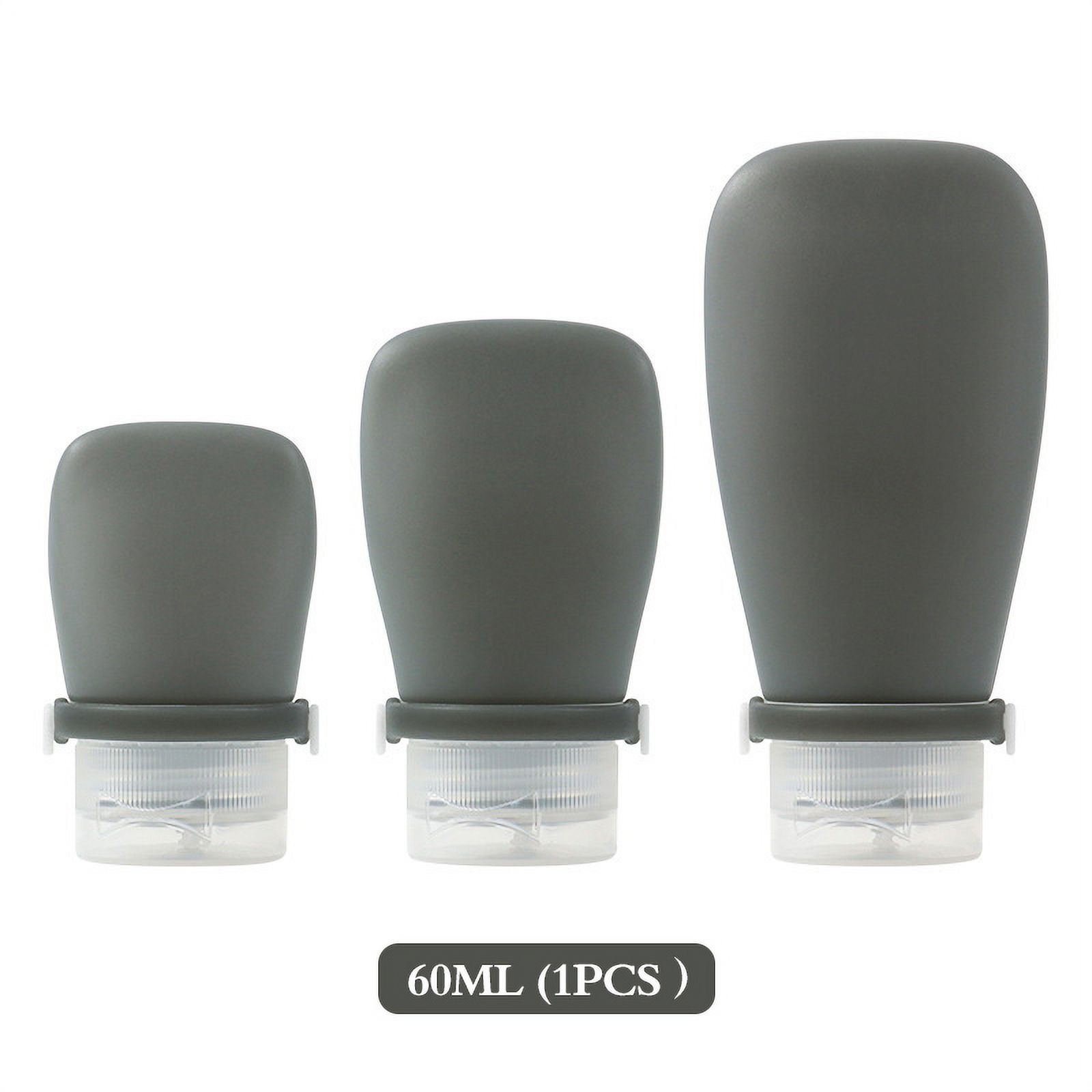 (Black 60ml) 30/60/90ml Silicone Travel Bottles Leak Proof Squeezable Refillable Containers Size ...