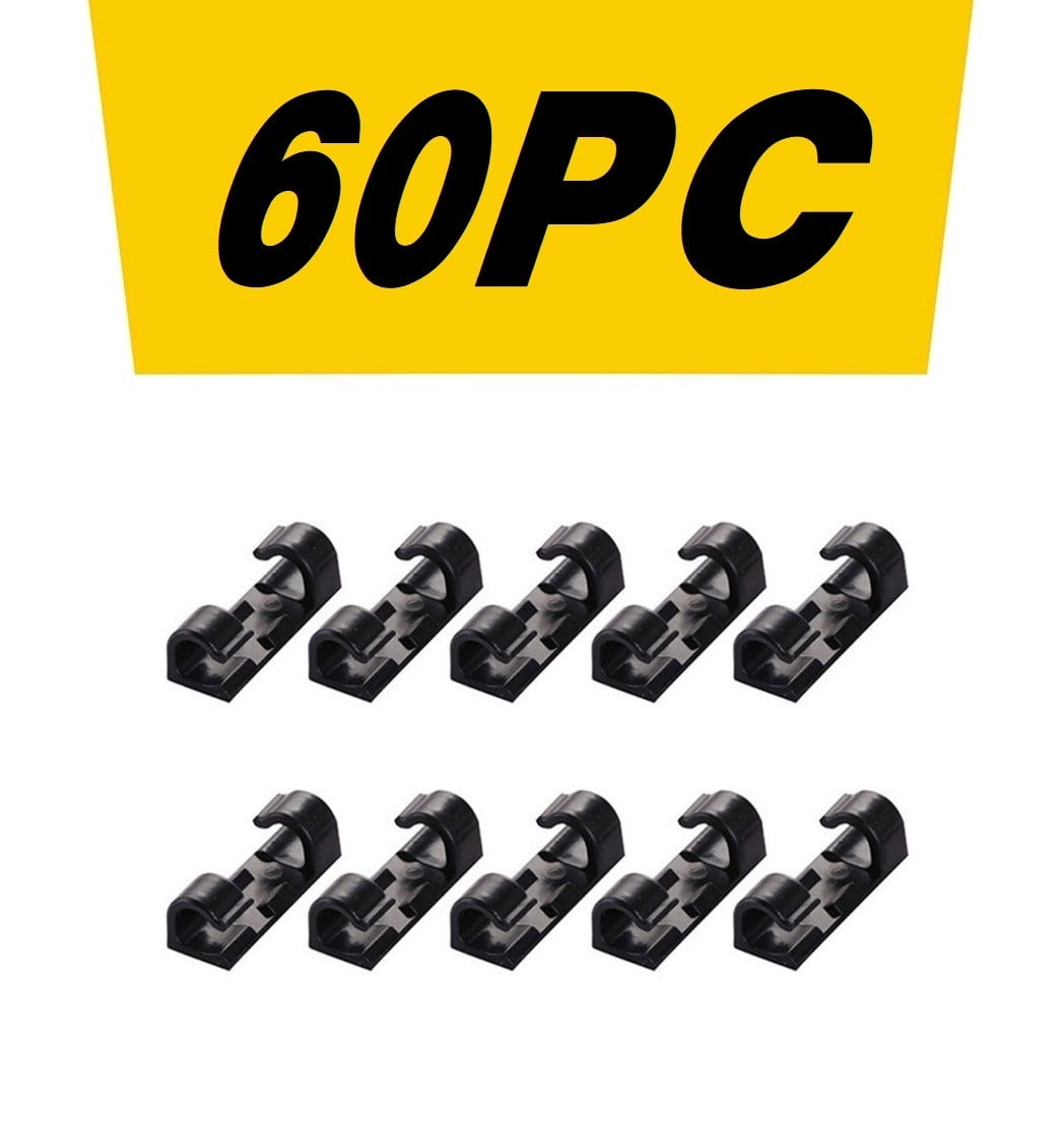 Black 60pc self-adhesive desktop cable organizer fixing clamp - Walmart.com