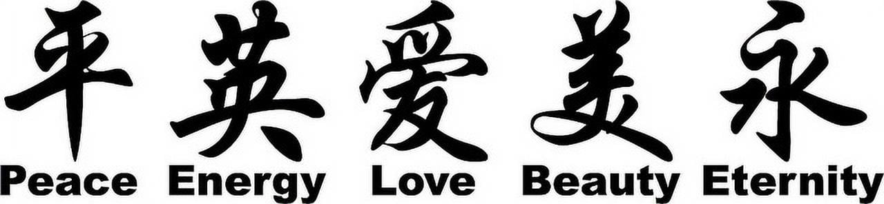 Black 65" X 15" Chinese Symbol DECAL ART Vinyl wall art Inspirational ...