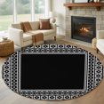 Black 6FT Round Area Rugs for Living Room Boho Diamond Pattern Border ...