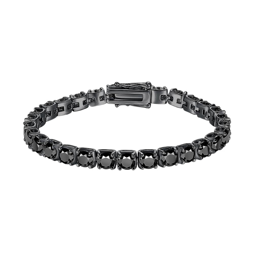 Black 6MM Moissanite Tennis Bracelet Men Lab Grown Diamond Bracelets ...