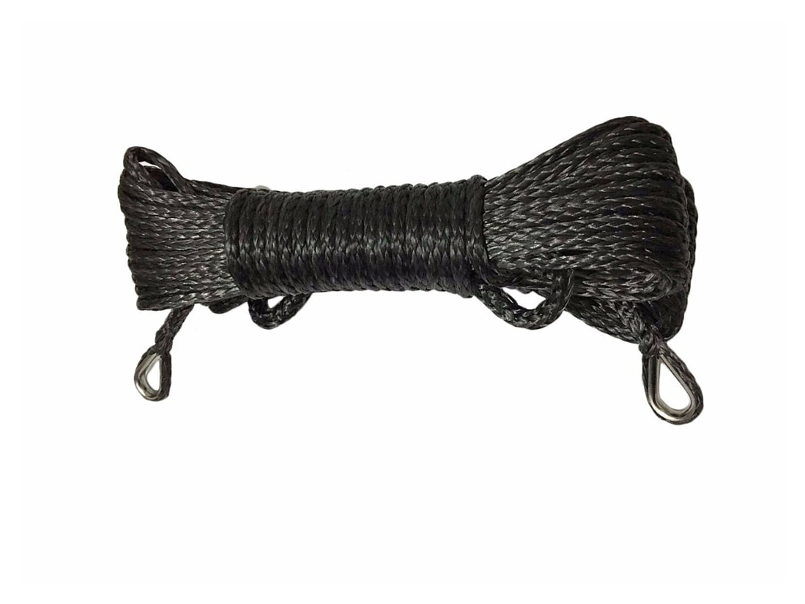 Black 6mm*15m Synthetic Winch Rope, Winch Rope Extension 6500lbs,ATV ...
