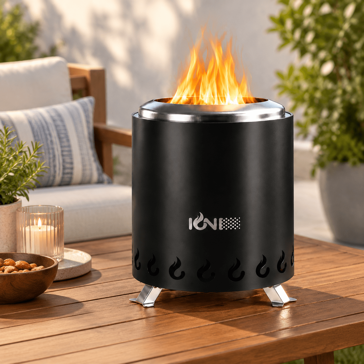Black 7.1 Inch Stainless Steel Tabletop Fire Pit with Carry Bag ...