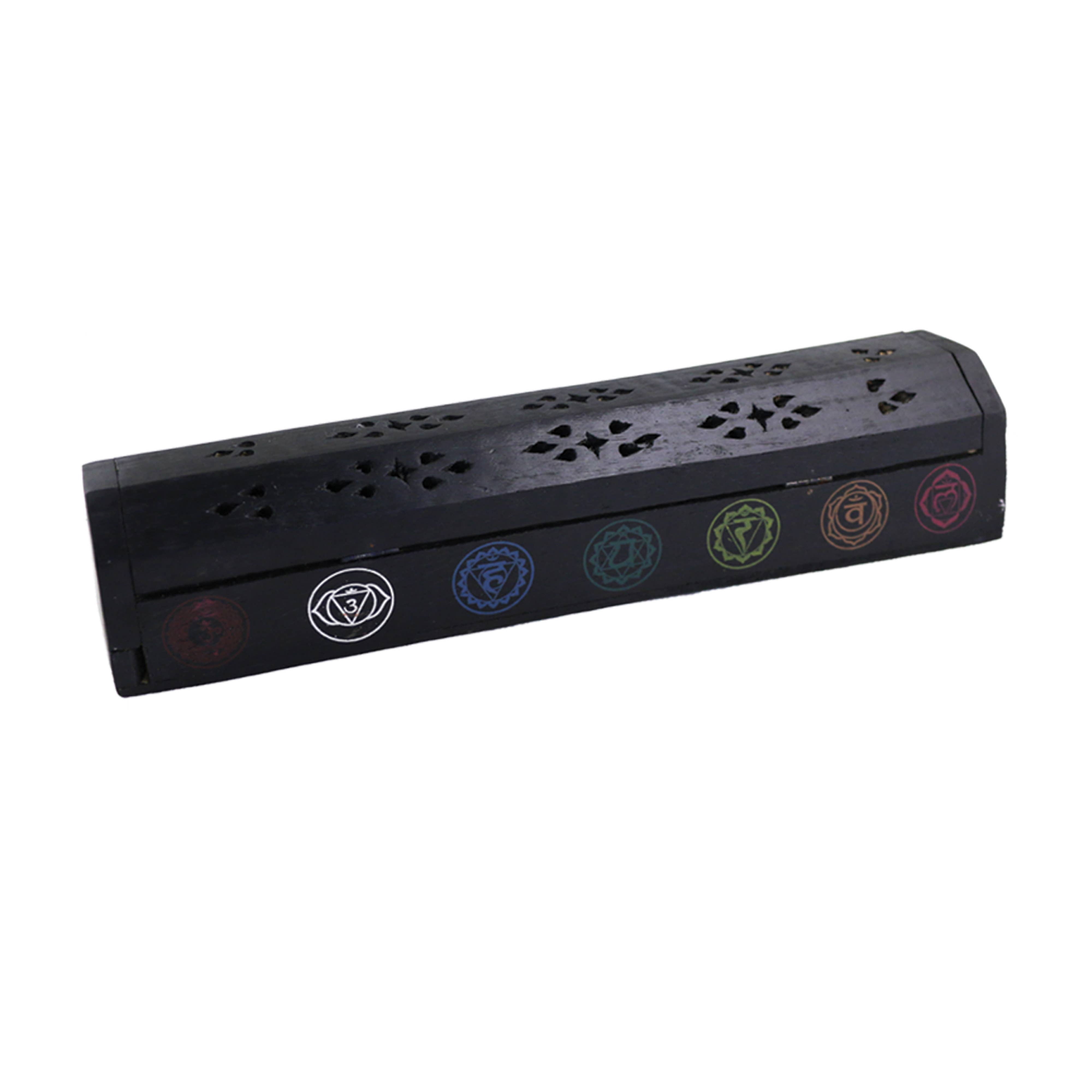 Black 7 Chakra Hand Carved Incense Wooden Coffin Box - Walmart.com