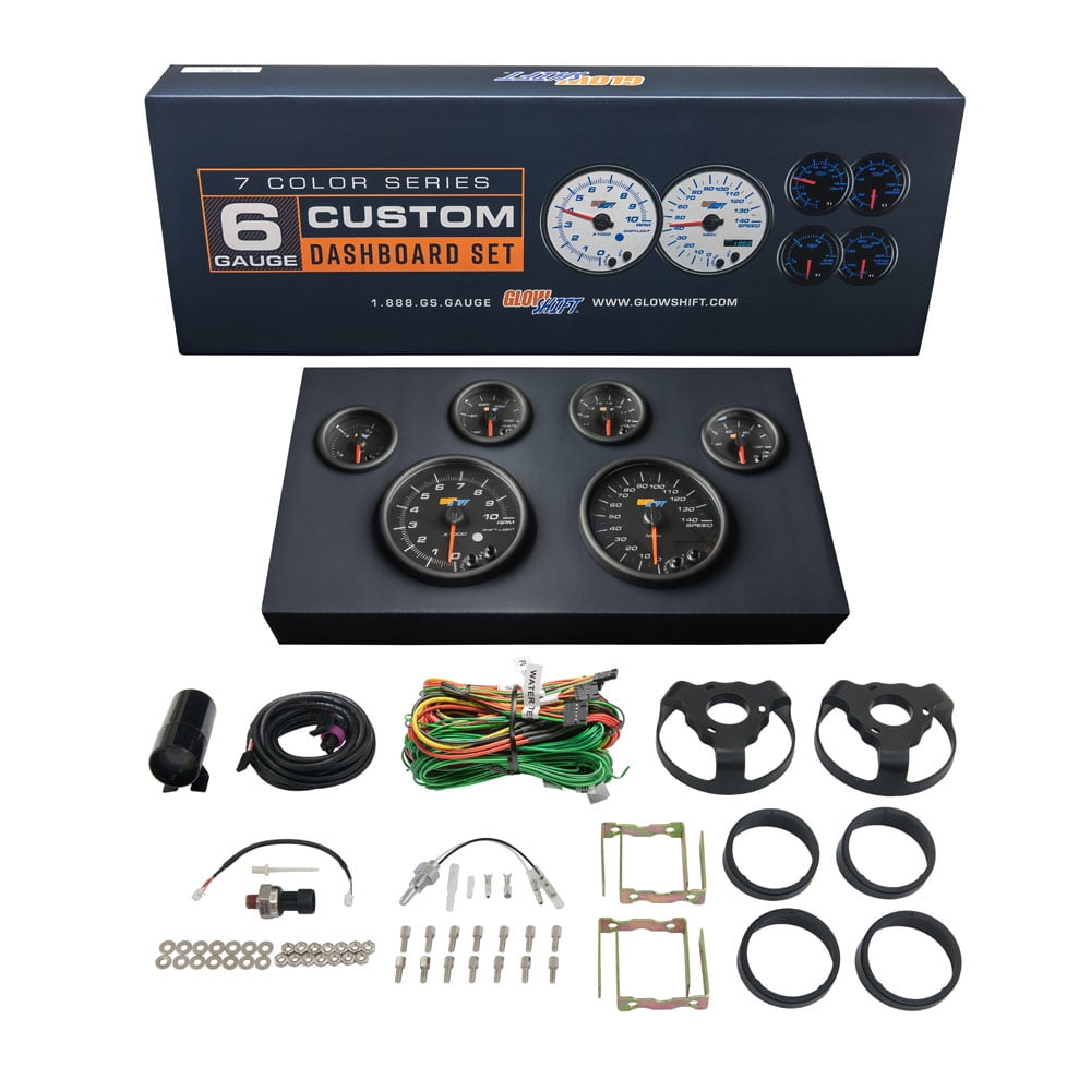 Black 7 Color Custom Dashboard Gauge Set - Walmart.com