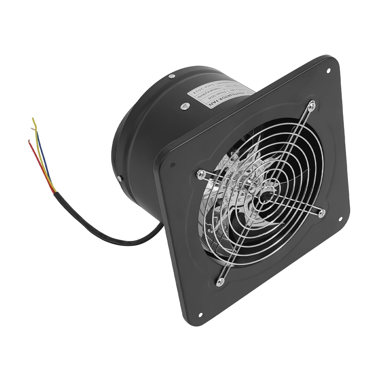 Black, 7-Inch Exhaust Fan, 50W Exhaust Fan, Industrial Vent Fan, Wall ...