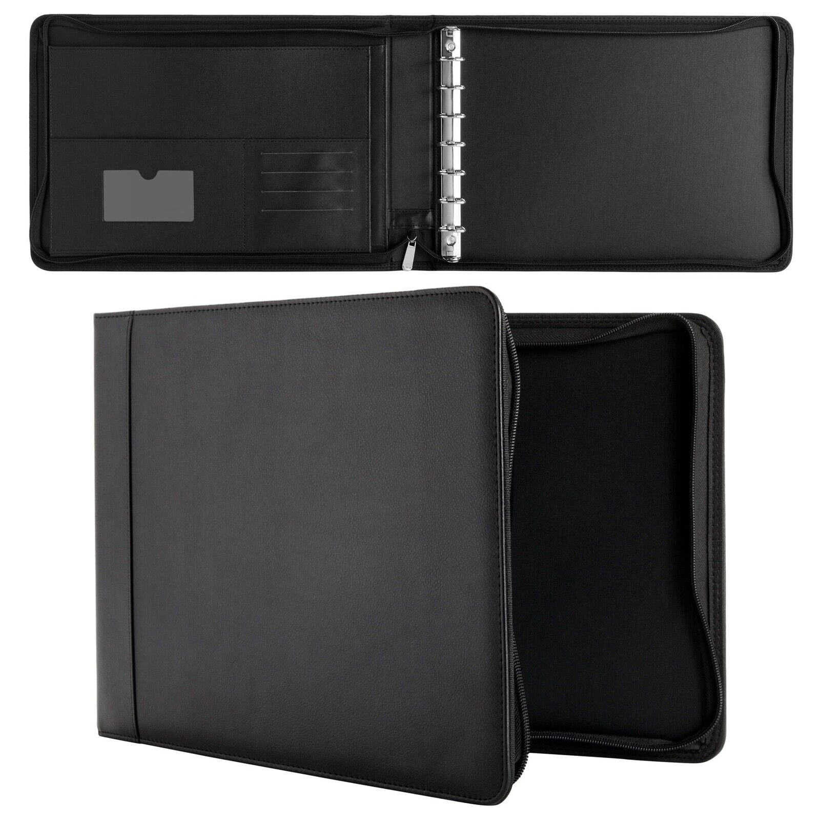 Black 7 Ring Business Checkbook Binder with Zipper for Checks, 15 x 11 ...