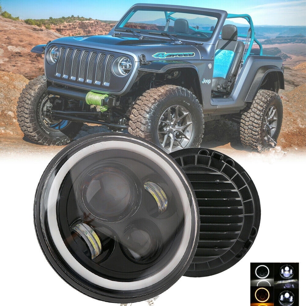 Black 7" inch Led Round Headlight DOT High/Low For Chevy Chevelle SS ...