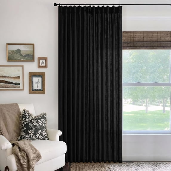 Black 70 Inch Wide Curtains 96 Inches Long for Living Room Light ...