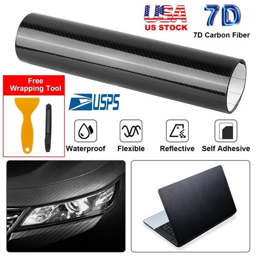 7D Premium High Gloss Carbon Fiber Vinyl Film Wrap - Walmart.com