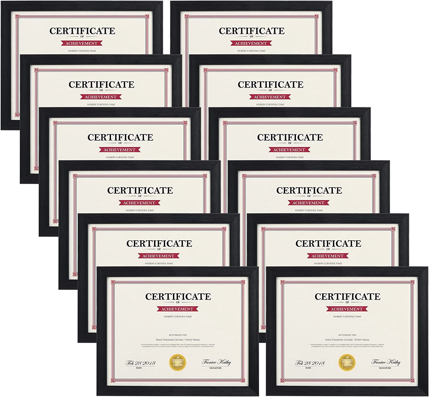 Black 8.5x11 Picture Frame Set of 12, Multi 8.5 x 11 Frames Bulk for ...