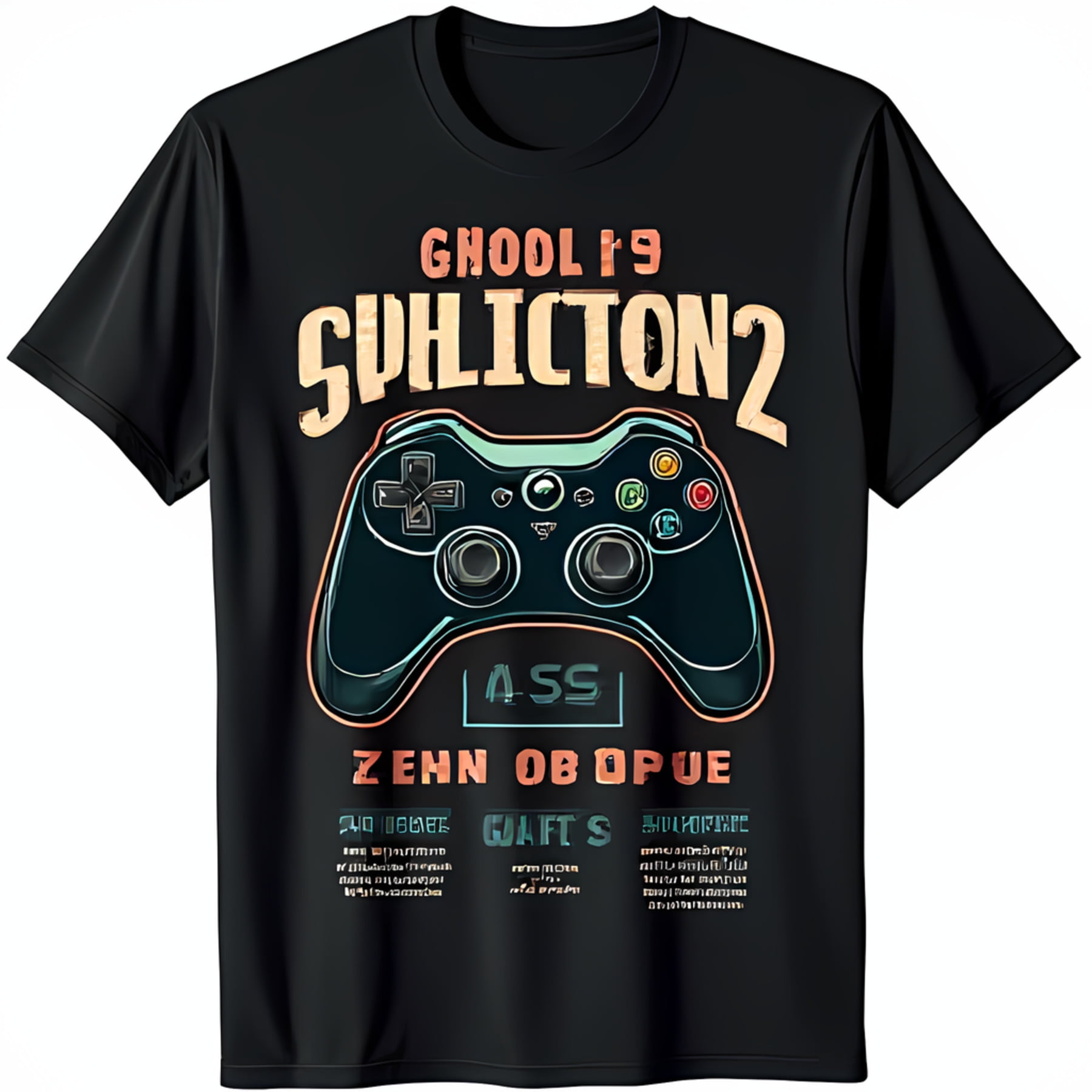 Black 8 Bit Controller T-Shirt with Graphics GHOOL 19 SVHICT0N2 ...