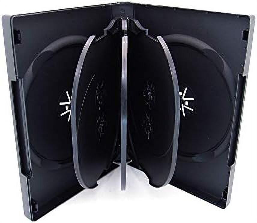Black 8 Disc DVD Cases with 3 Flip Trays and Outter Clear Sleeve, 10 ...