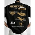 Black-8 Mens Oversized Memento Mori Graphic T-Shirt With Gold Foil ...