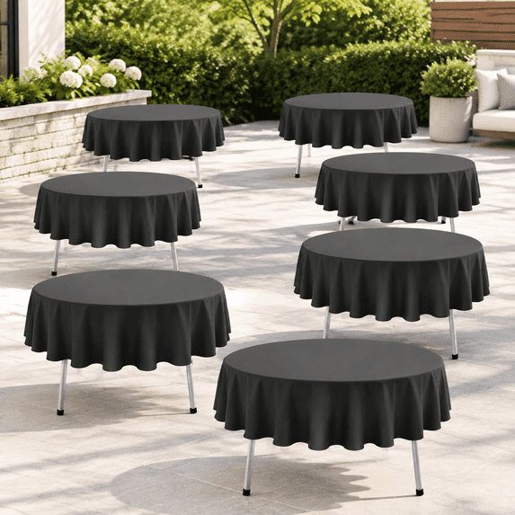 Black 8 Pack - 60 Inch Round Tablecloths for 24-36 Inch Tables ...