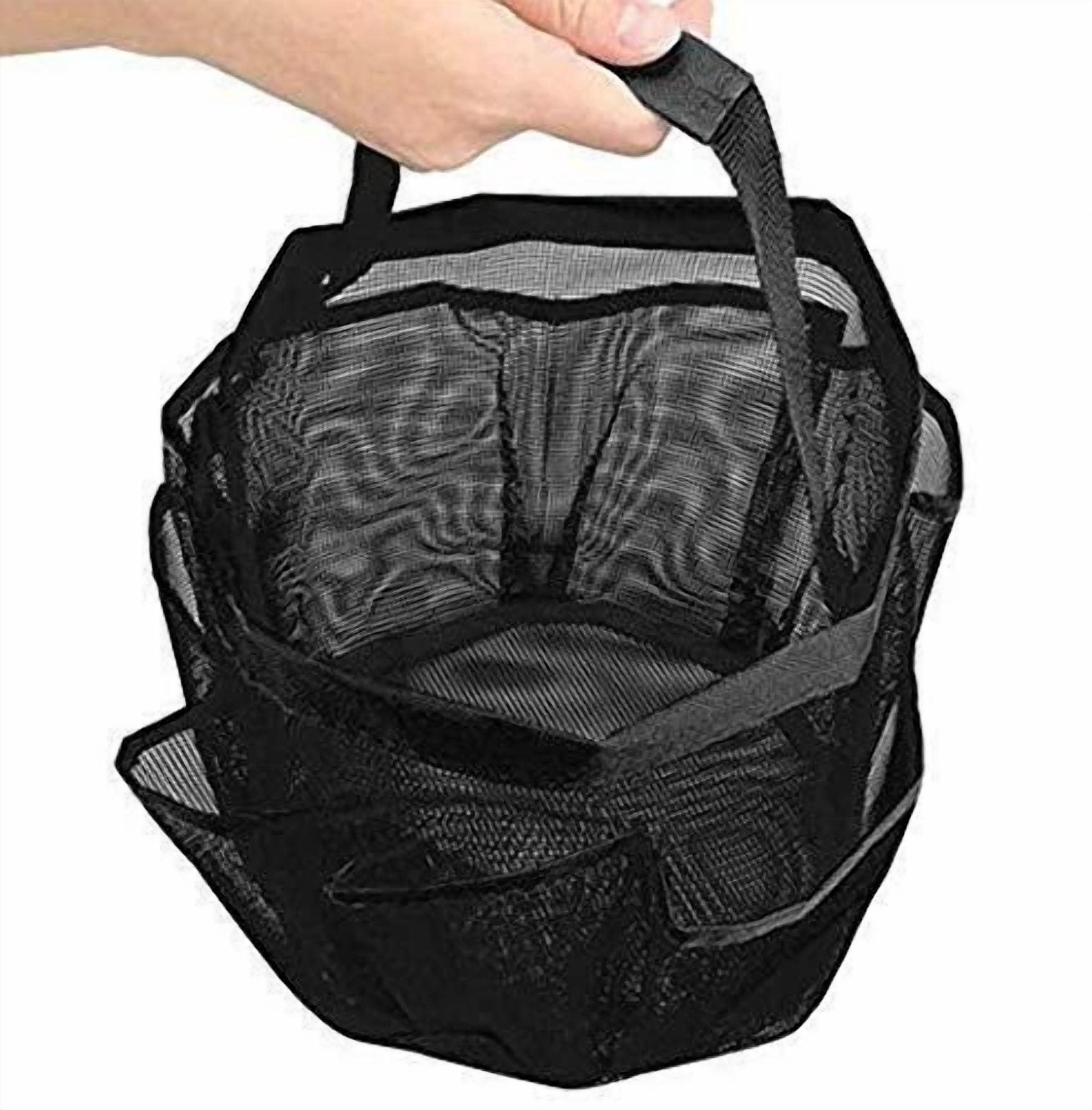 Black 8 Portable Mesh Shower Bathroom Basket Bag Quick Dry Breathable ...