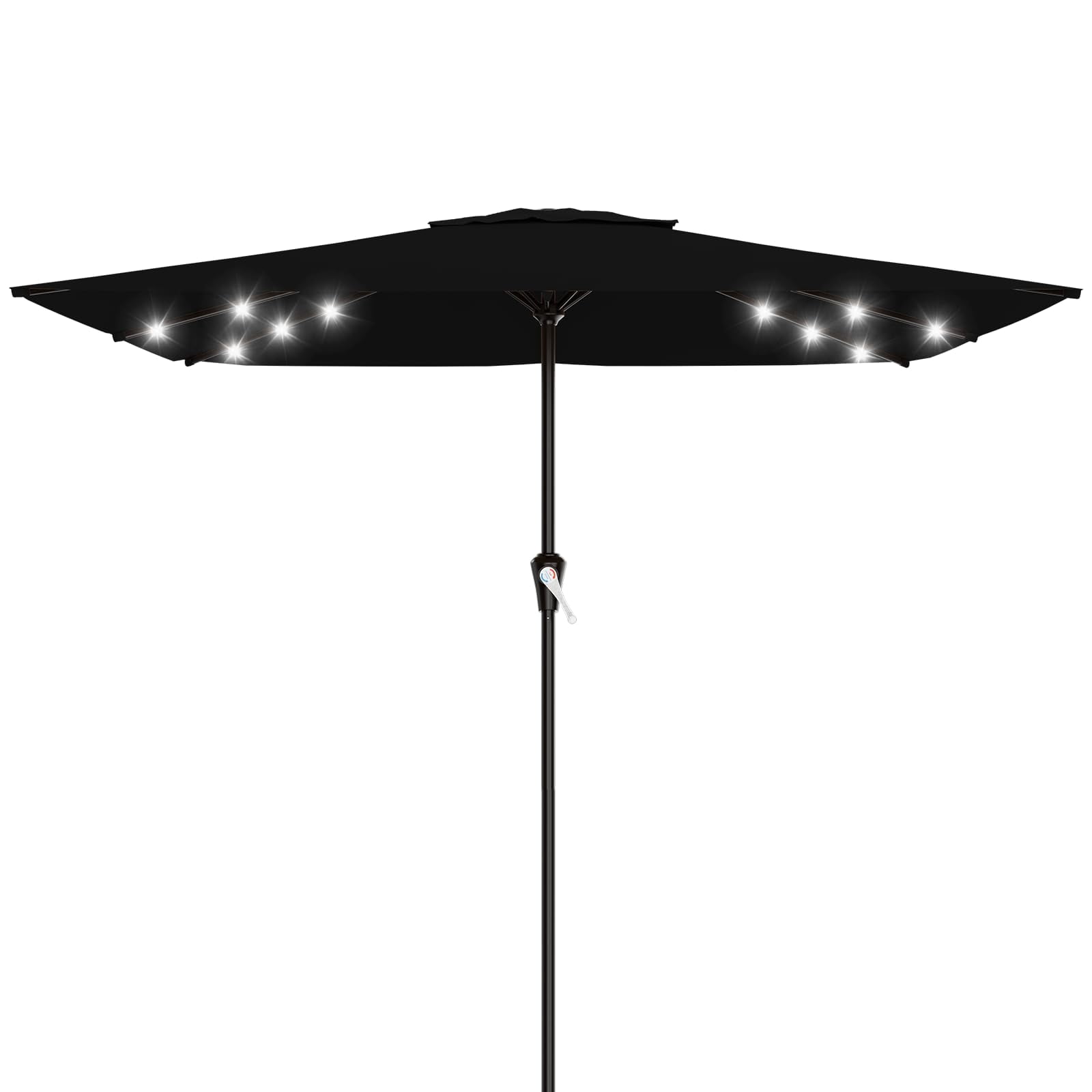 Black 8 X 10 Ft Rectangular Patio Umbrella with Solar Lights for ...