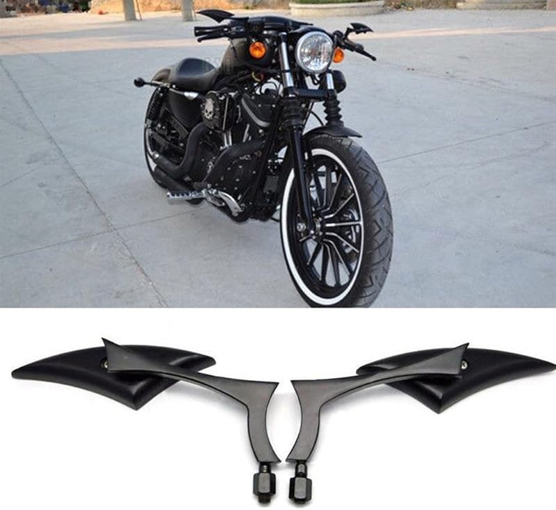 Black 8mm/10mm Motorcycle Spear Blade Rear View Side Mirrors for ...