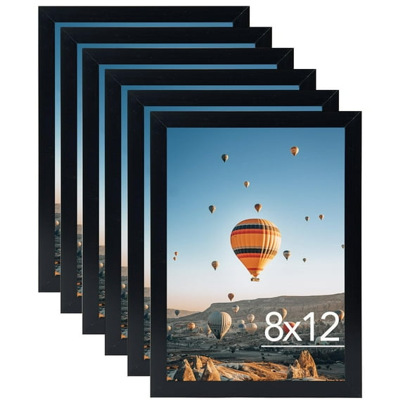 Black 8x12 Picture Frames 6 Pack, Wall Mount or Tabletop Display, 8 by ...