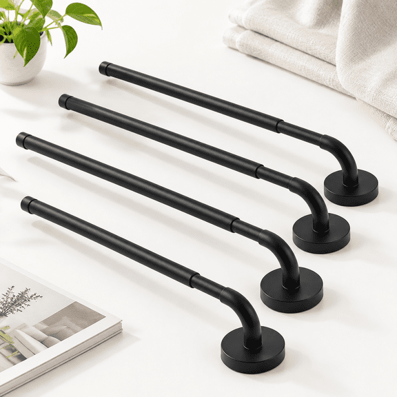 4 Pack Magnetic Curtain Rods for Metal Door, Adjustable 18 to 30 Inch ...