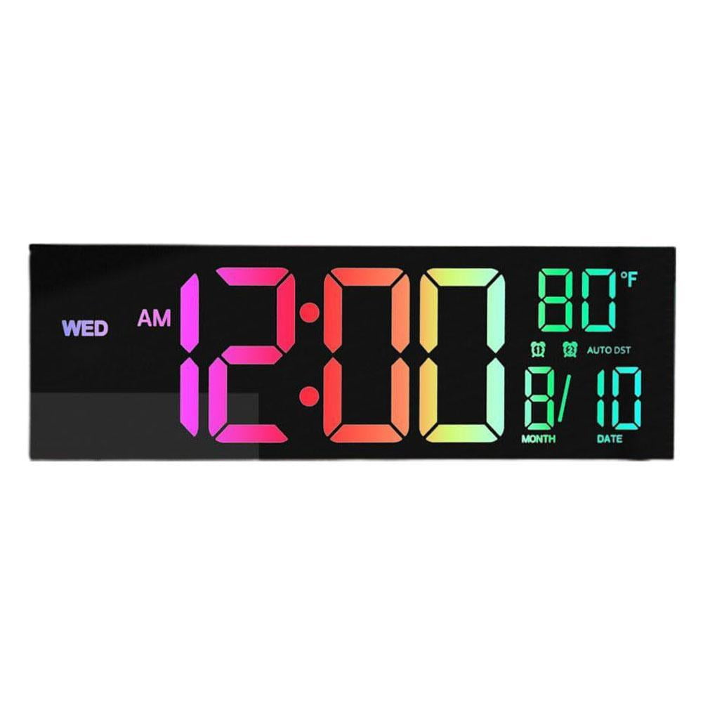 Black (A) 16 Inch $16 Inch Led Digital Wall Clock Colorful Wall Clock ...