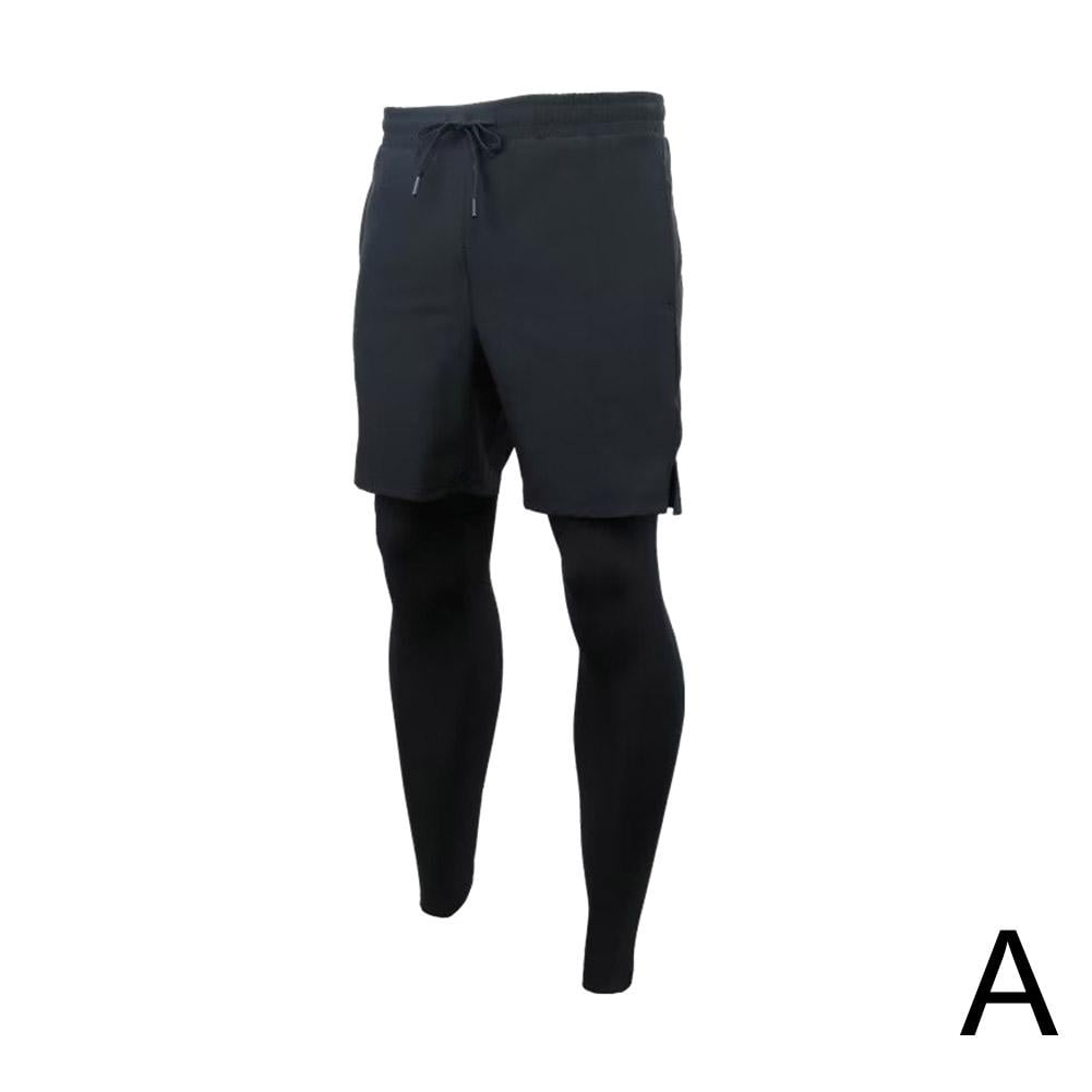 Black A 2Xl 2 In 1 Sports Double Layer Shorts Mens Fitness Running ...