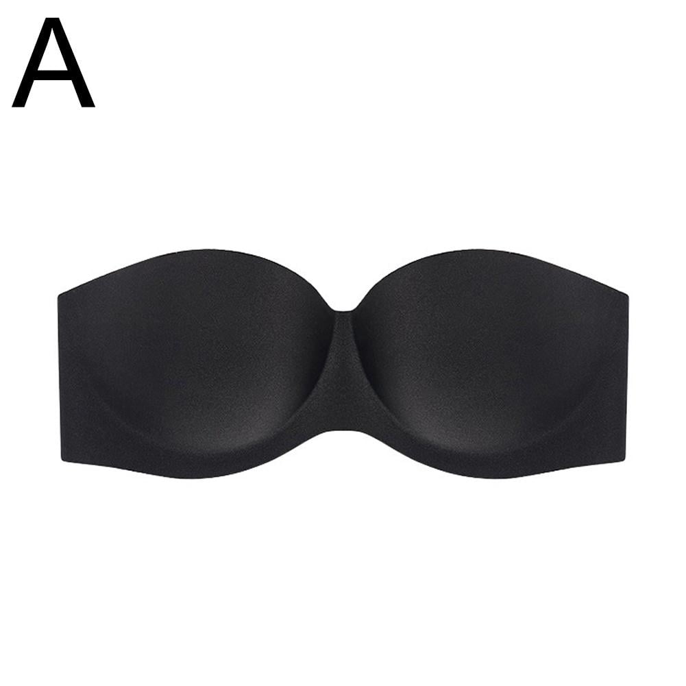 Black A 36 Invisible Strapless Bra For Women Gathered And ...