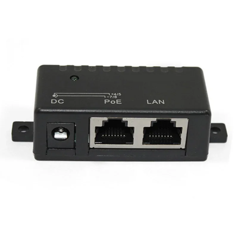 Black A-style POE 100Mbps 5V 12V 24V 48V/1A POE Injector Power Splitter ...