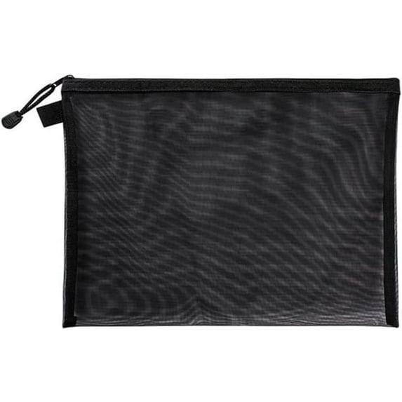 Black A4 Mesh Zipper Pouch, Nylon Document Bag, Cosmetic Travel ...