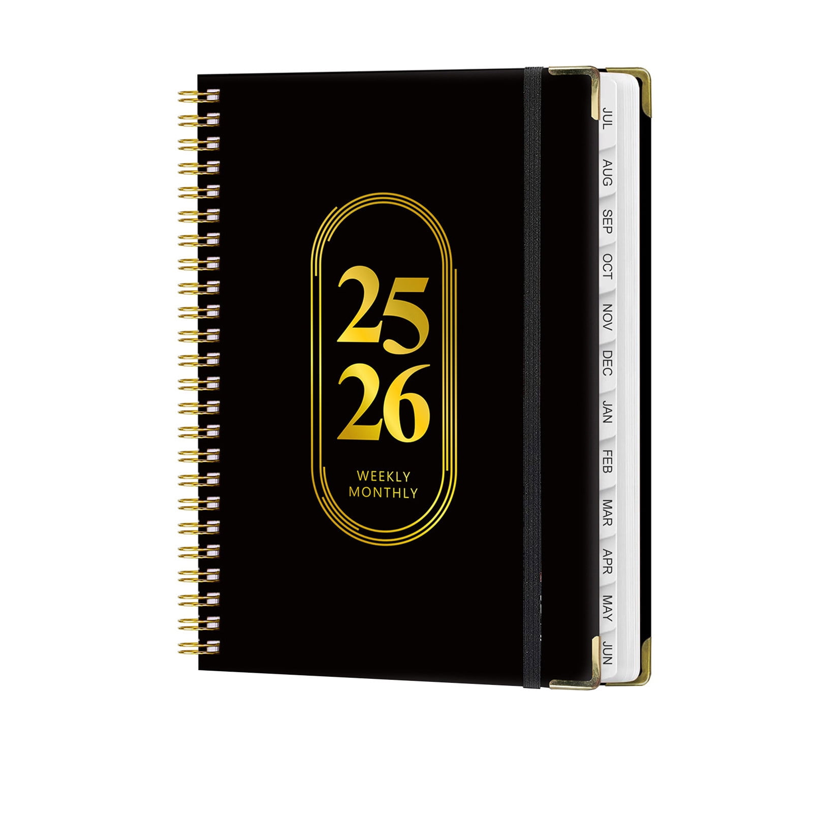 Black A5 Notebook With Elastic Rope Coil Binding English Plan Notepad ...