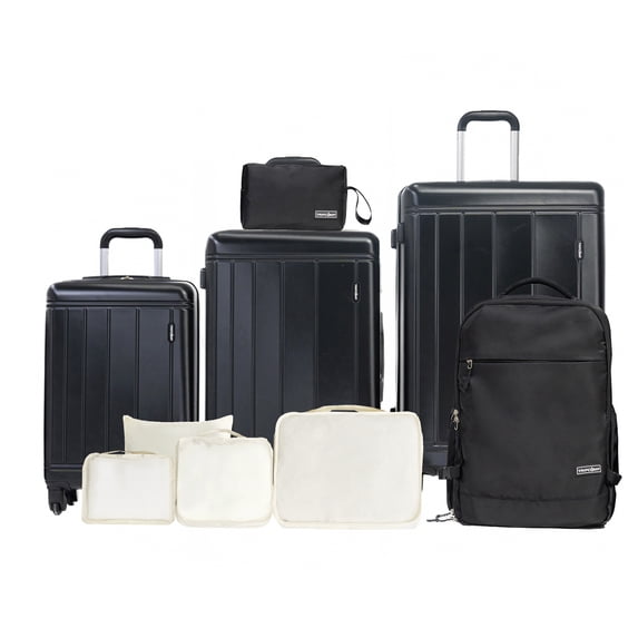 Black ABS+PC Hardshell Luggage Set with TSA Lock, 9-Piece Travel Suite ...