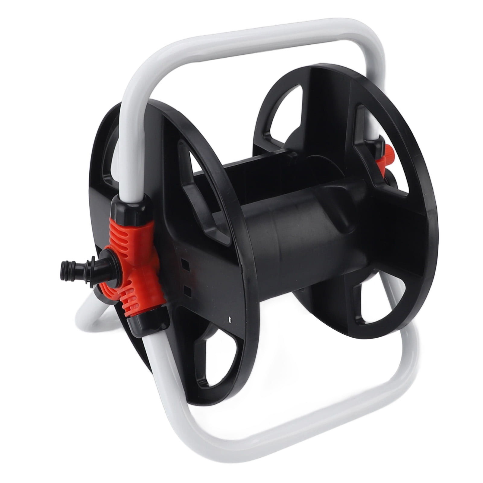 Black ABS Portable Garden Hose Reel Cart with Handle & Connectors for ...