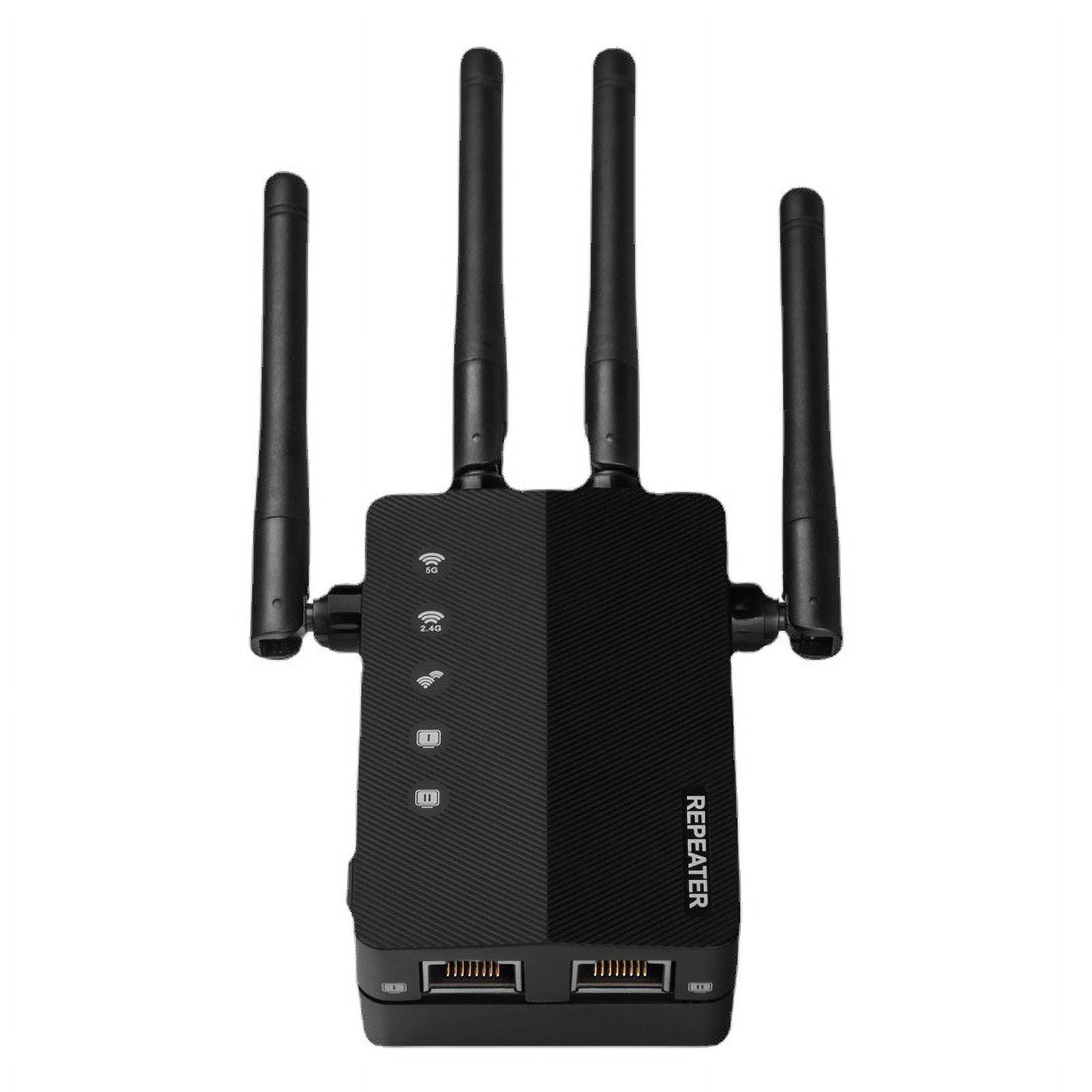 Black AC1200 WiFi Repeater 1200Mbps Router Black WiFi Extender ...