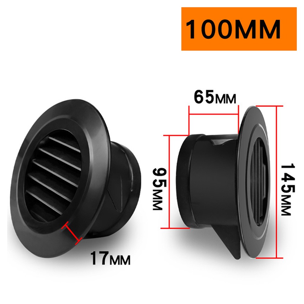 Black Abs Round Ventilation Hose Diffuser Grille Cover Wall Ceiling ...