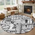 Black Abstract Art 6FT Round Area Rugs for Living Room Classical World ...