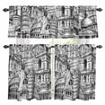 Black Abstract Art Kitchen Curtains Set for Windows, Classical World ...