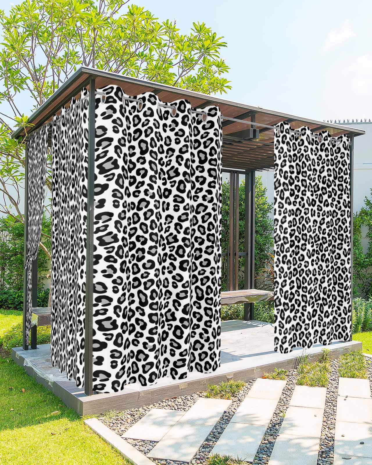 Black Abstract Art Outdoor Curtains for Patio, Elegant Modern Art ...