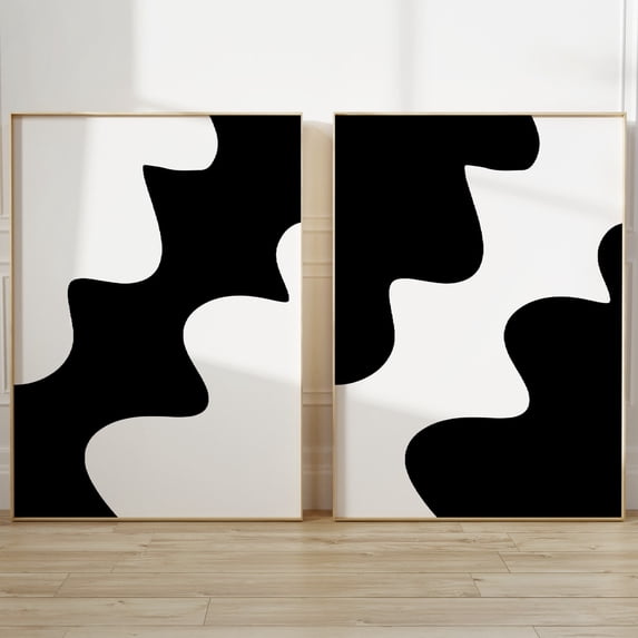 Black Abstract Art Prints Black And White Prints Black Gallery Wall ...