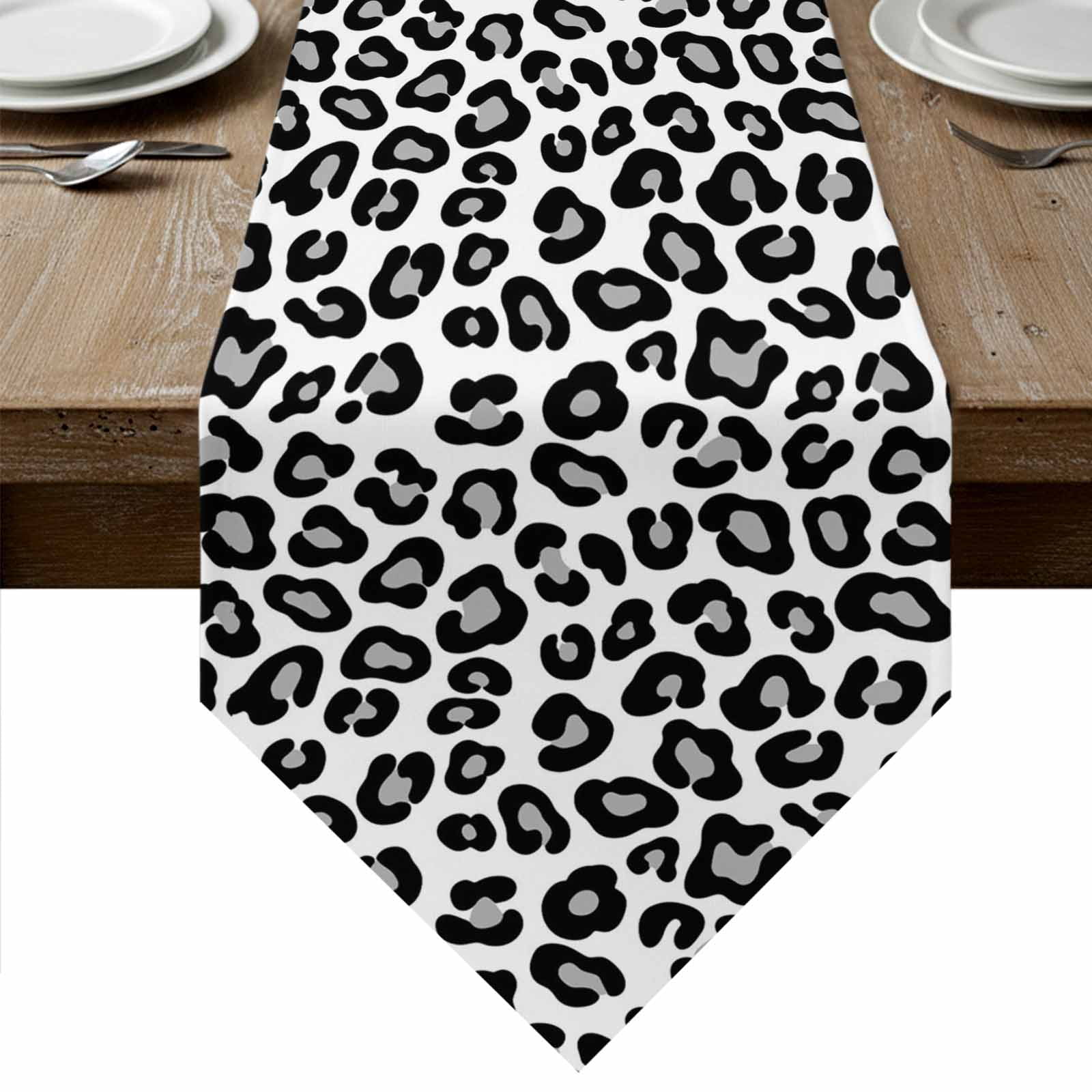 Black Abstract Art Table Runner Linen Burlap Table Runner 72 Inches ...