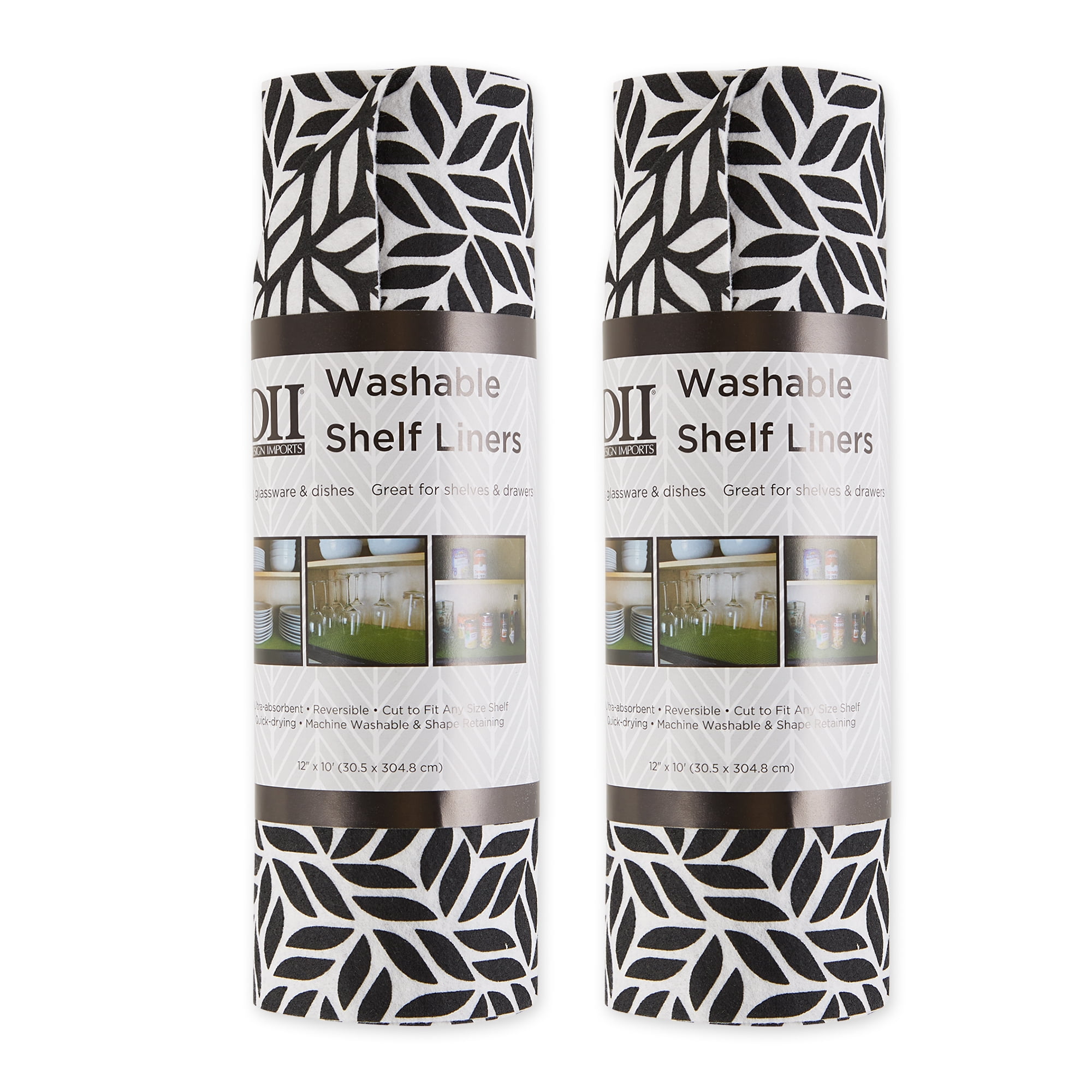 Black Abstract Leaf Shelf Liner (Set of 2) - Walmart.com