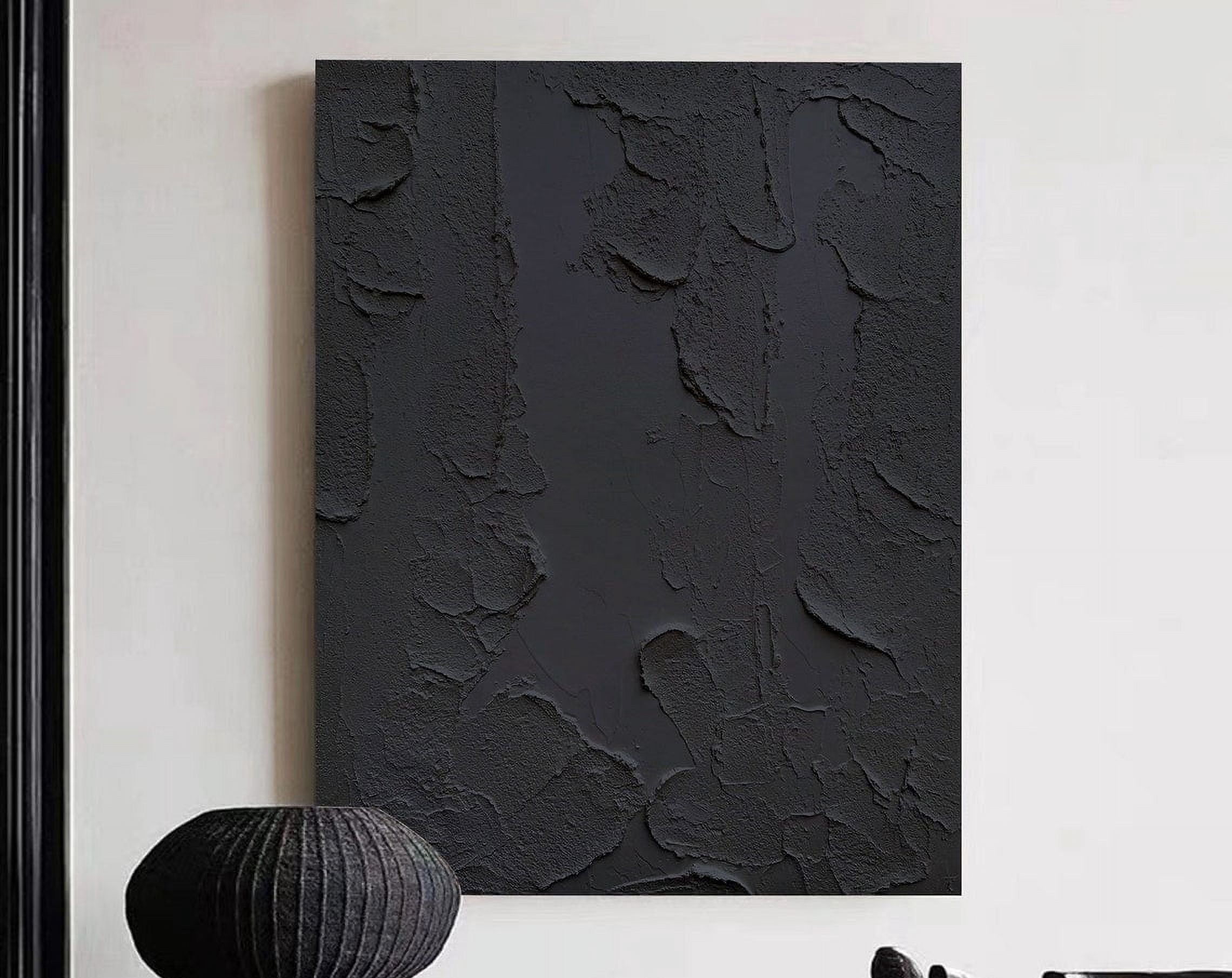 Black Abstract Painting Black d Wall Art Black Abstract Art Black Wall ...