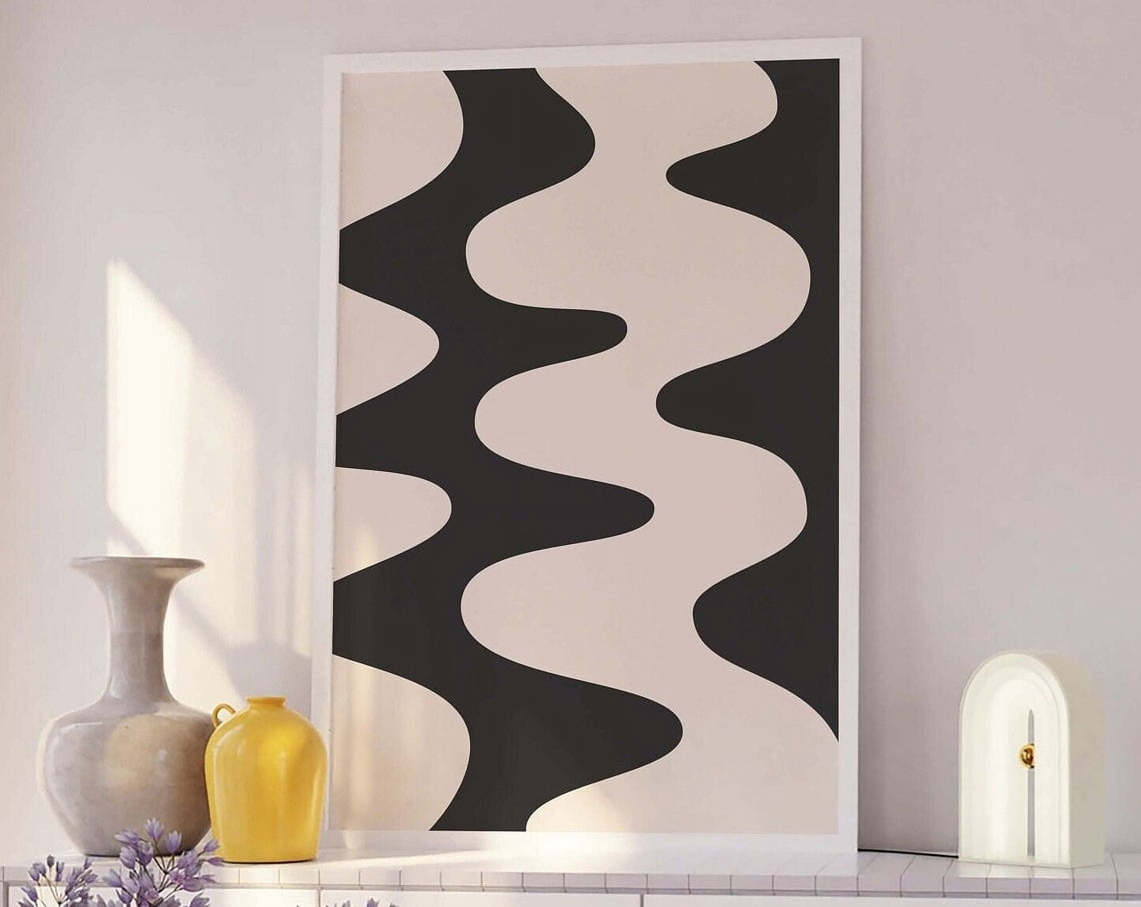 Black Abstract Print Art Trendy Neutral 70S Retro Art Cute Trendy Wall ...