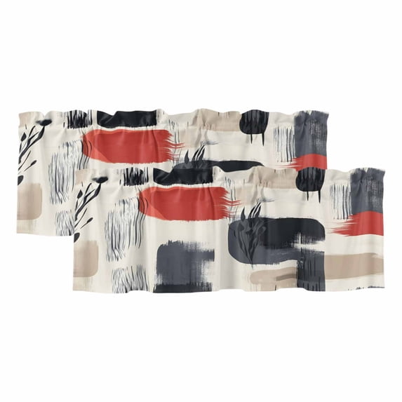 Black Abstract Valances for Windows, Decorative Rod Pocket Window ...
