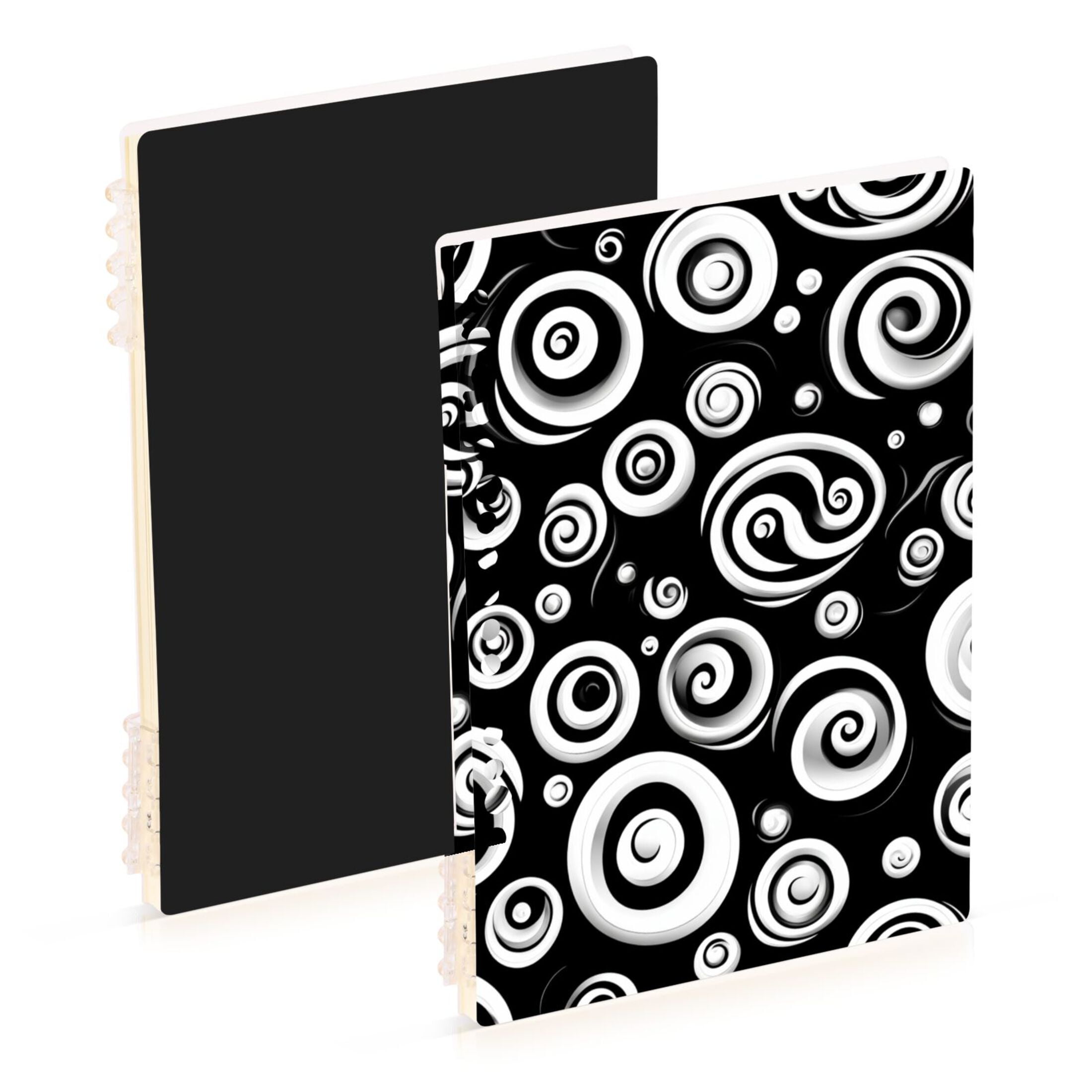 Black Abstract Vortex Lined Spiral Journal Notebook 60 Pages A5 College ...