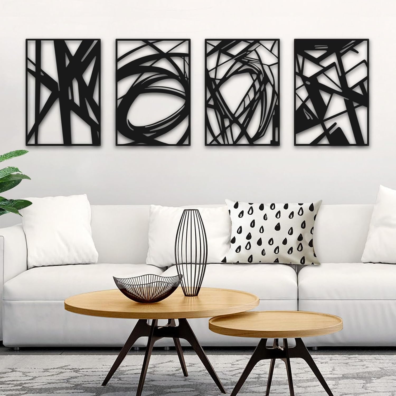 Black Abstract Wall Art, Metal Art Wall Decor, Modern Large Wall Art ...