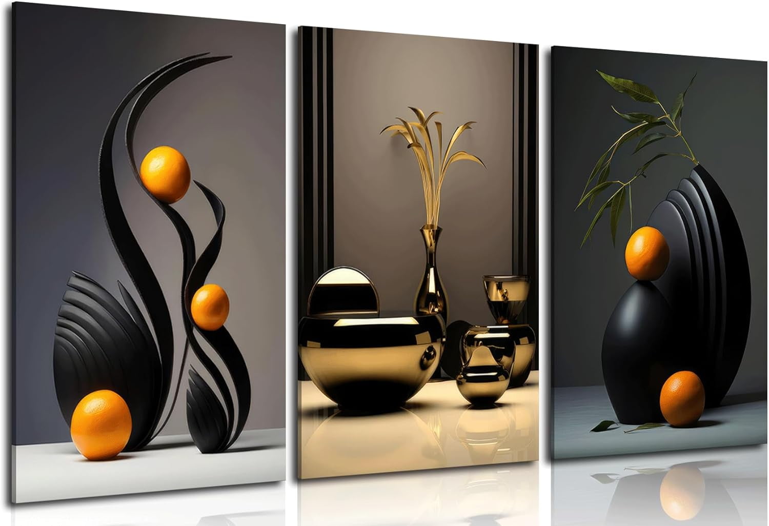 Black Abstract Wall Art Modern Still Lifes Ceramic Wall Deco Pictures ...