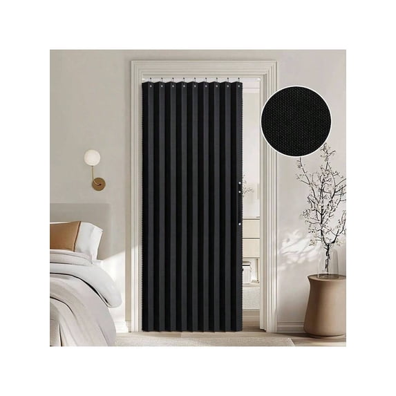 Black Accordion Folding Door Curtain Panel, 39W x 78L, Pack Of 1 ...