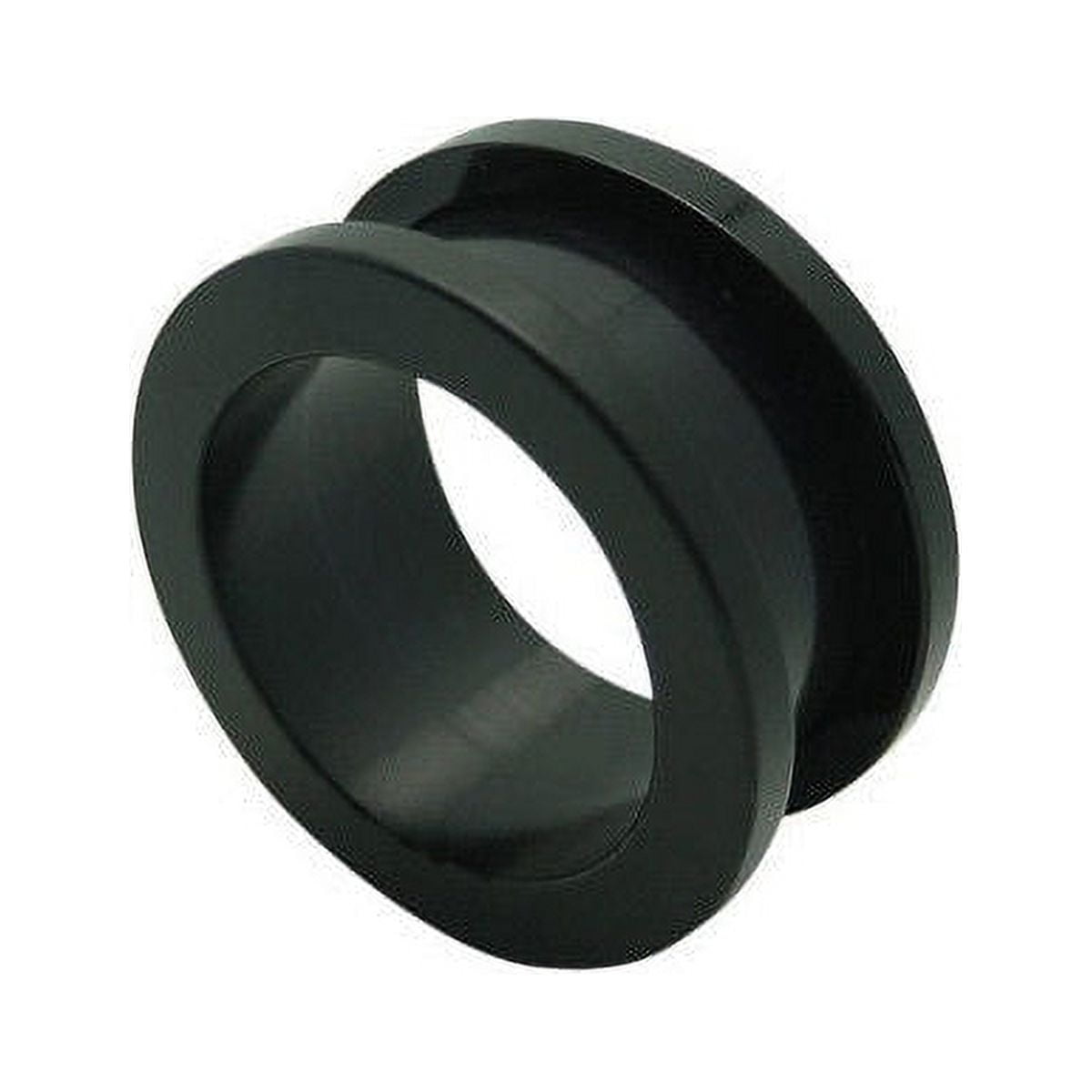 Black Acrylic Double Flared Screw Fit Eyelet Tunnel Ear Plugs - 8 Gauge ...